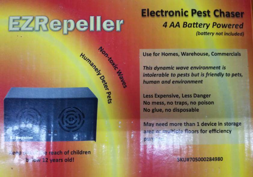 EZ Repeller Electronic Pest Chaser Pest Control Bird Scare Battery ...