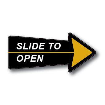 SLIDE TO OPEN RIGHT ARROW DOOR SIGN BOARD 45X100X2MM. WE ACCEPT CUSTOM ...