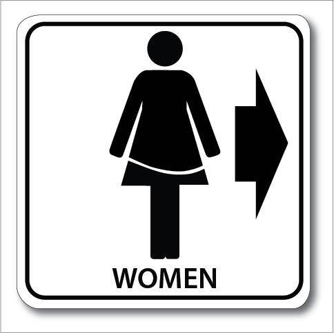 WOMEN TOILET WITH ARROW SIGN RIGHT PP SIGN BOARD 150X150MM | Lazada