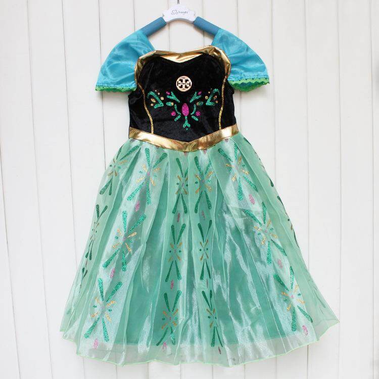 cartoon Elsa Anna Frozen Dress for Girls Princess Cosplay Costume ...