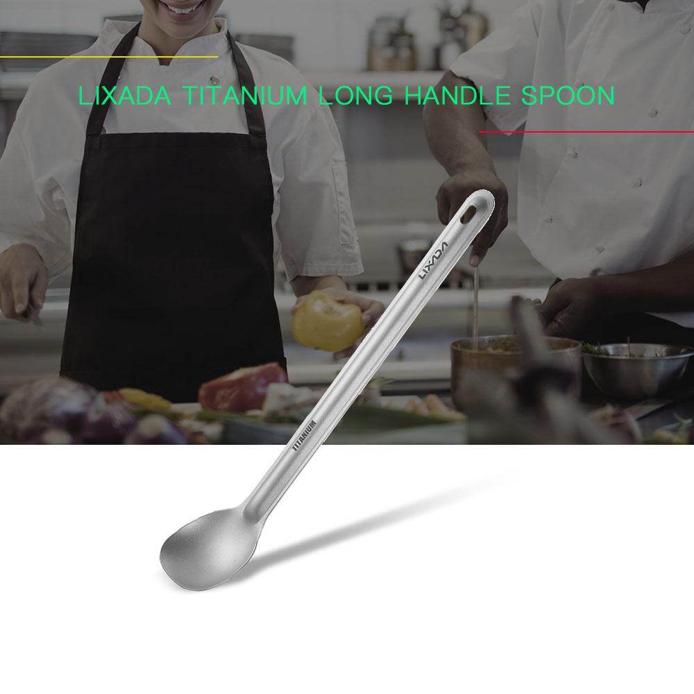 Lixada Titanium Long Handle Spoon Outdoor Portable Dinner Spoon Cutlery ...