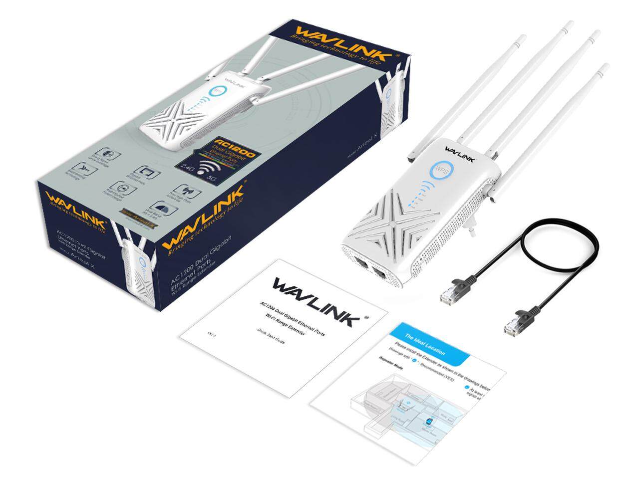 Wavlink AC1200 Dual Band WiFi Range Extender high power wireless wifi ...