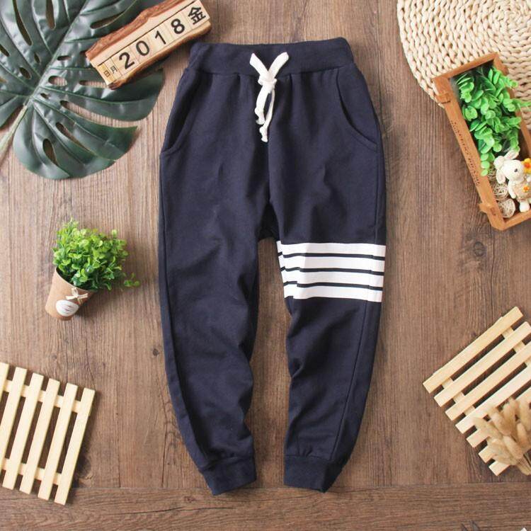 ZJ Fashion Children Baby Boy Girl Cotton Sports Pants Casual Stripe ...