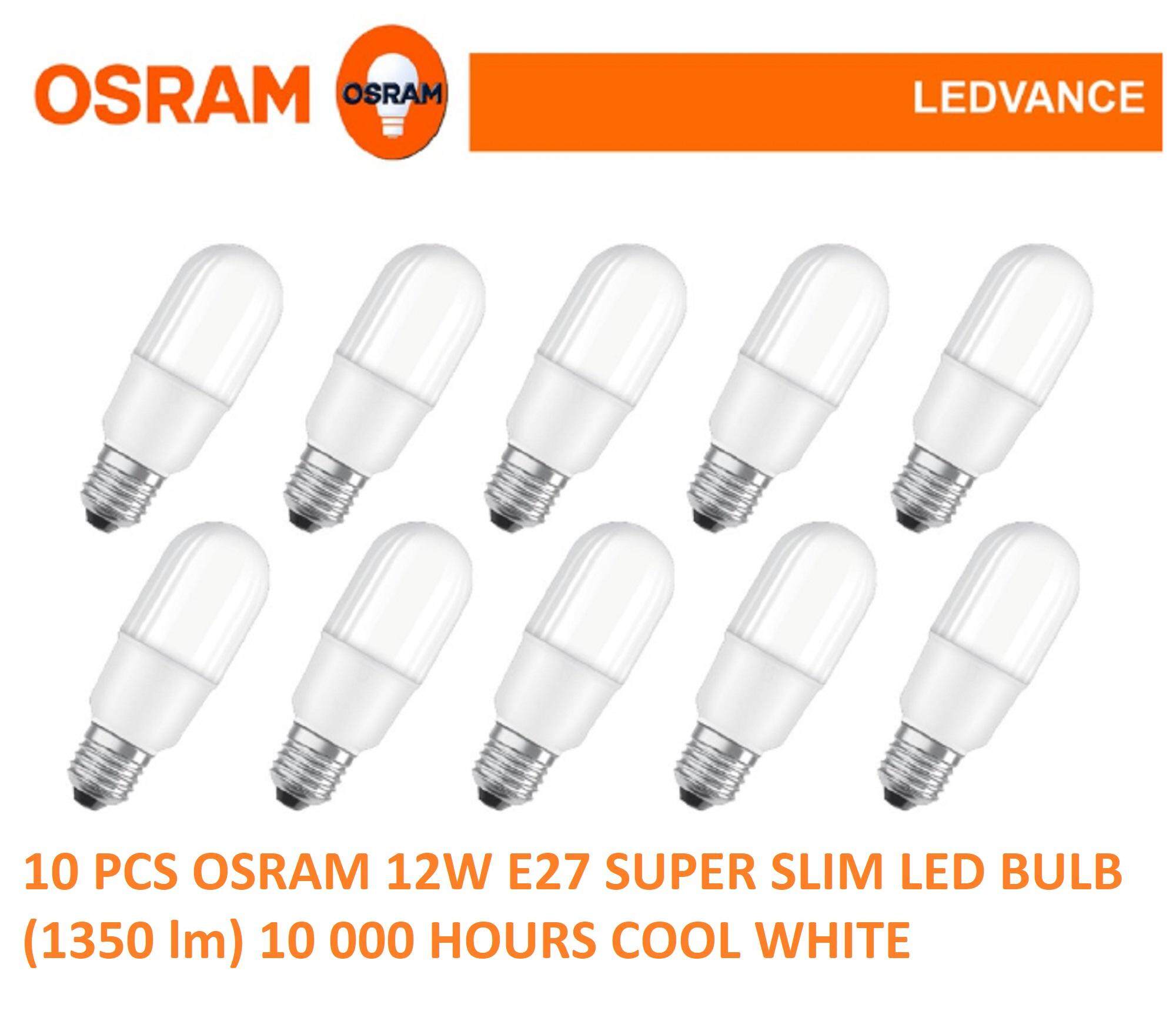 10 PCS OSRAM (LEDVANCE) 12W E27 220-240V Super Slim LED Stick Bulb ...