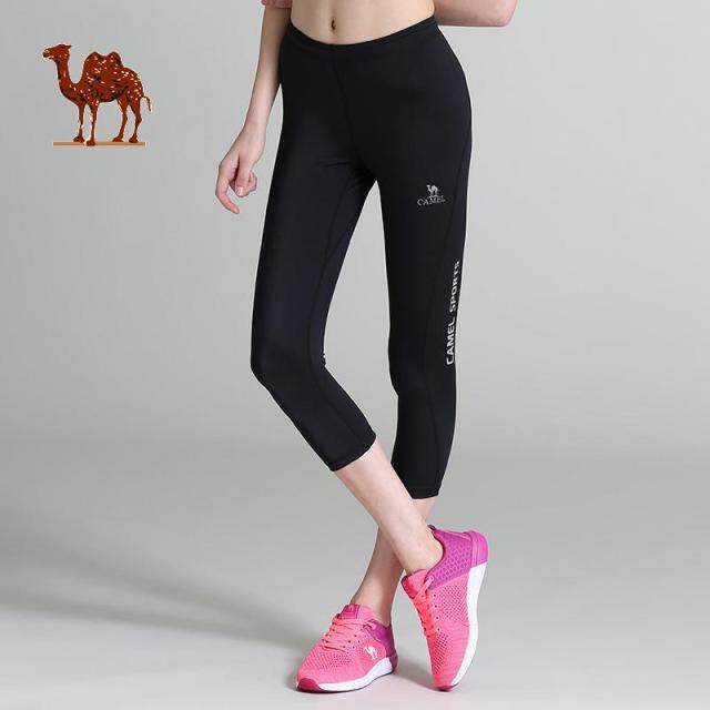 Camel Women sports pants quick drying knitted cropped Trousers elastic ...