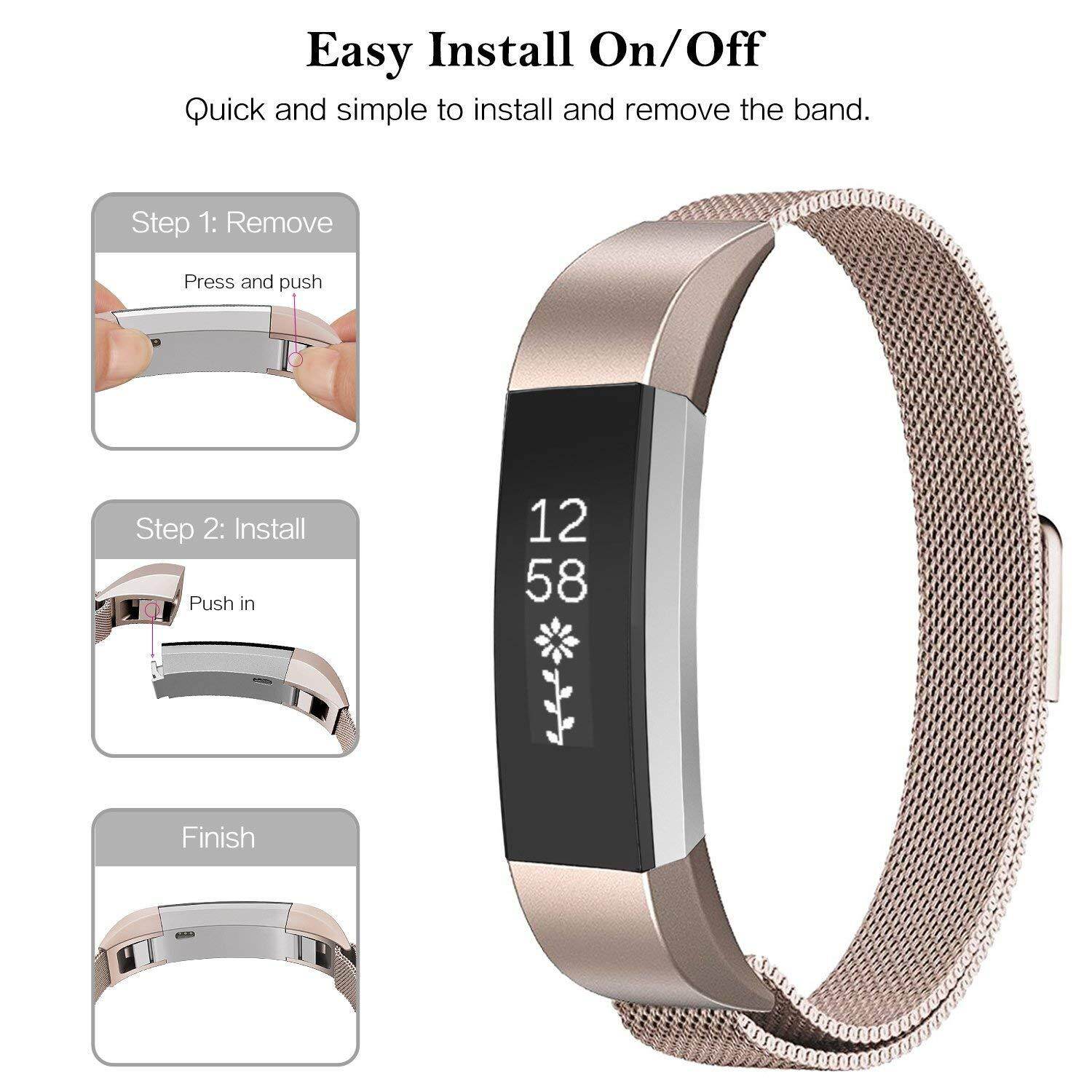 Metal Bands Compatible for Fitbit Alta,Adjustable Milanese Stainless ...