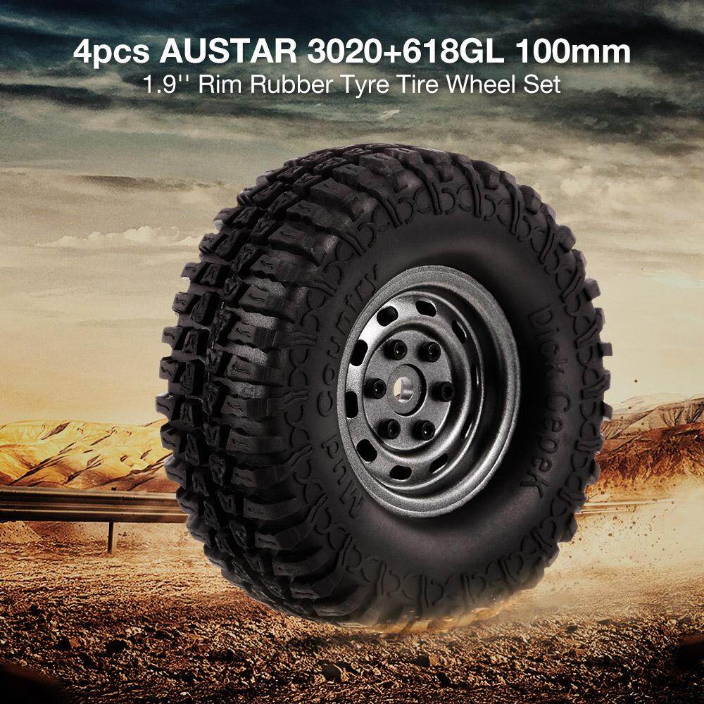 4pcs AUSTAR 3020+618GL 100mm 1.9'' Rim Rubber Tyre Tire Wheel Set for 1 ...