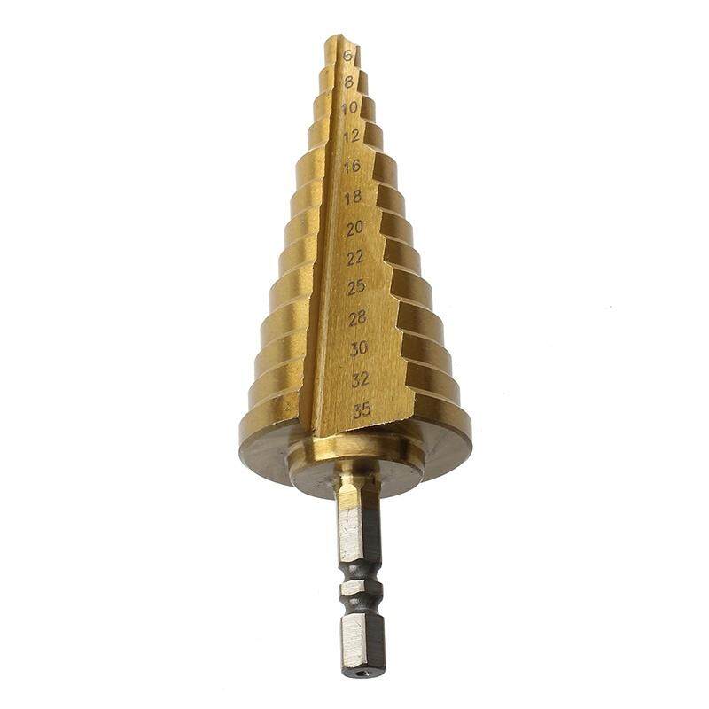 6-35MM Plating HSS 13 Step Cone Drill Bit Titanium Hole Cutter Hex ...