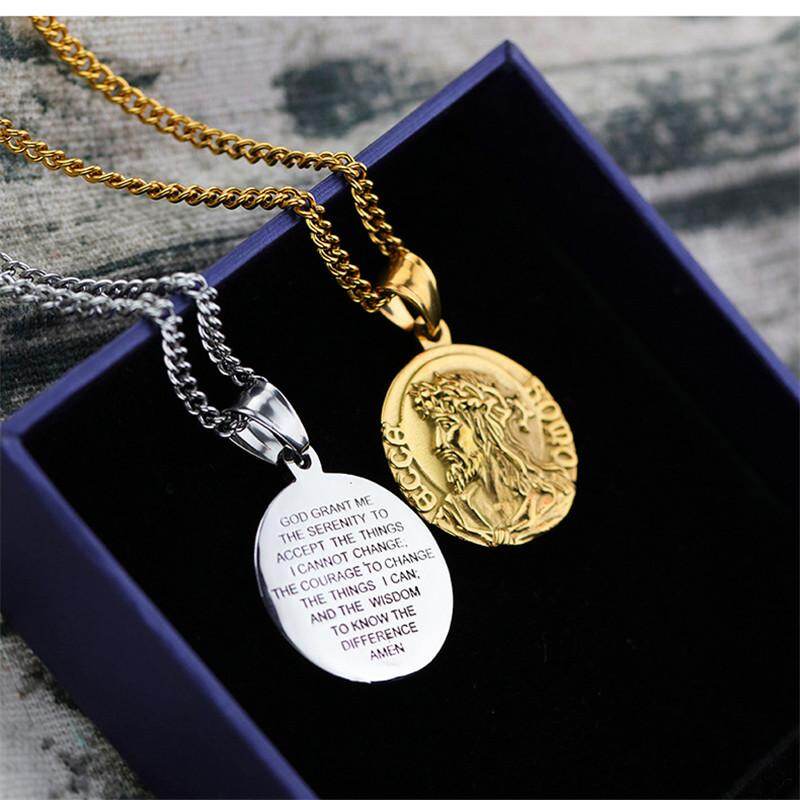 Classic Men's Religious Prayer Pendant Necklace 316L Stainless Steel ...