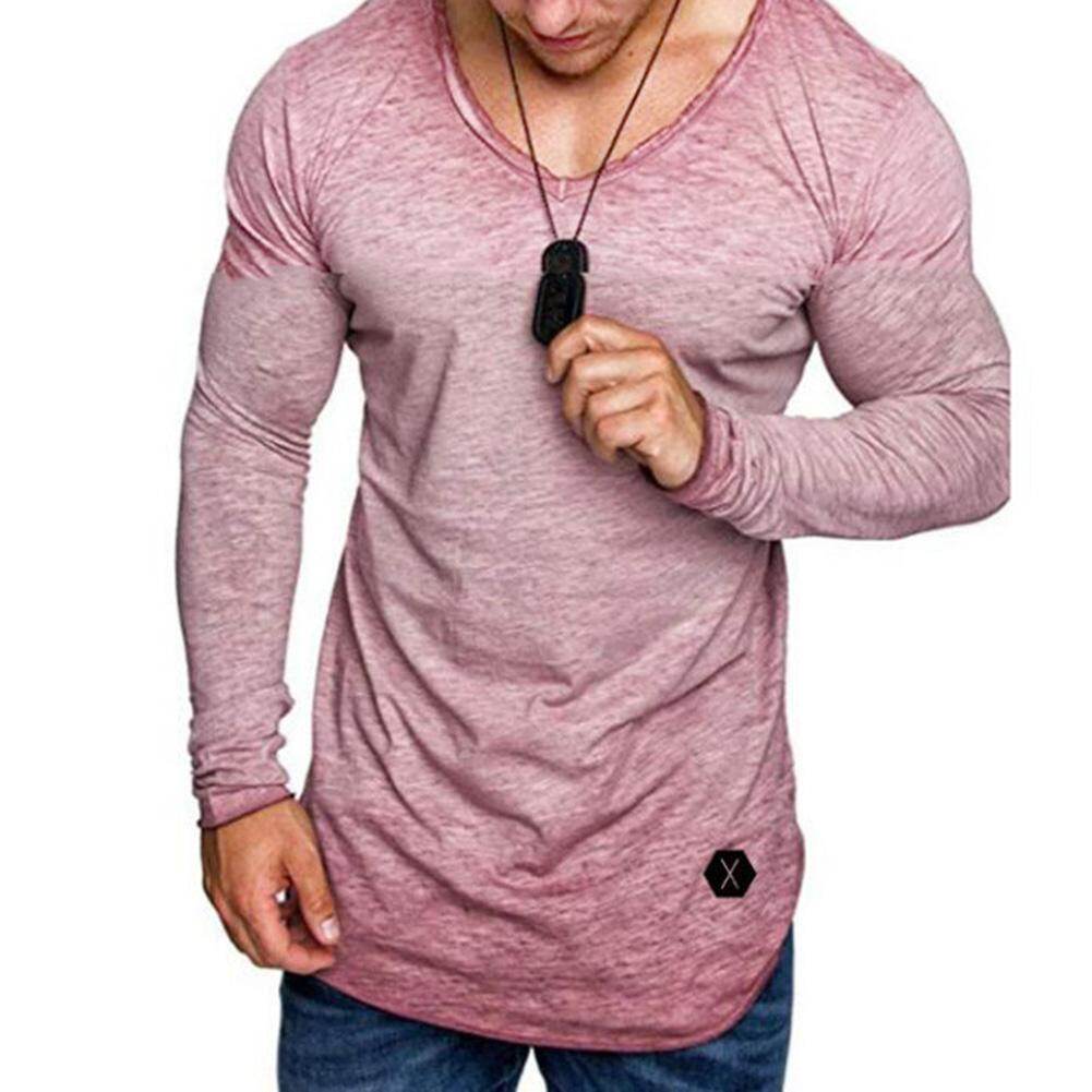 Yfashion Men Vivid Color Shirt Long Sleeve Casual Tops Soft Cotton ...