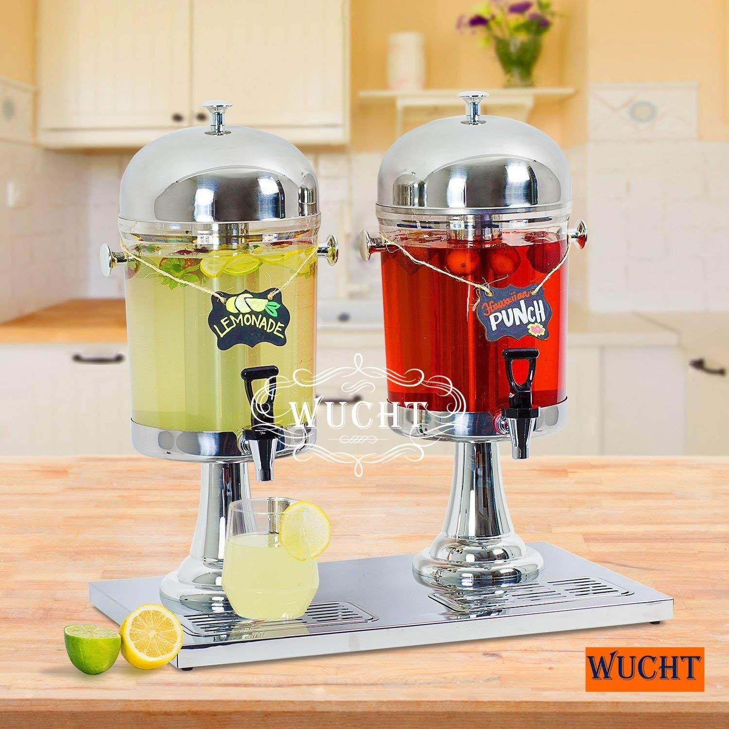 【WUCHT】STAINLESS STEEL JUICE DISPENSER 8L X 2 BOWLS - Beverage Dispenser Double Tank Buffet ...