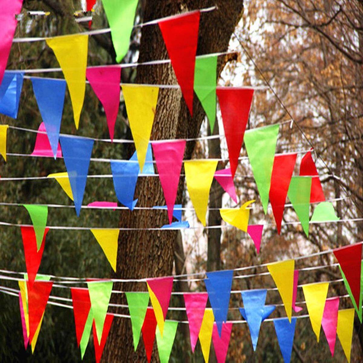 150pcs 50m Multicolor Triangle String Flag Banner Bunting for Home ...