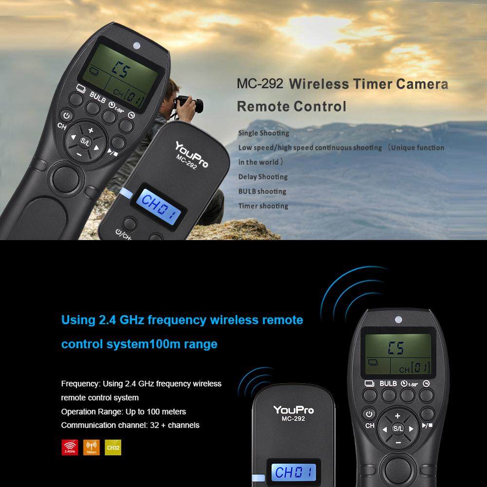 YouPro MC-292 DC0 2.4G Wireless Remote Control LCD Timer Shutter Release Transmit-ter Receiver ...