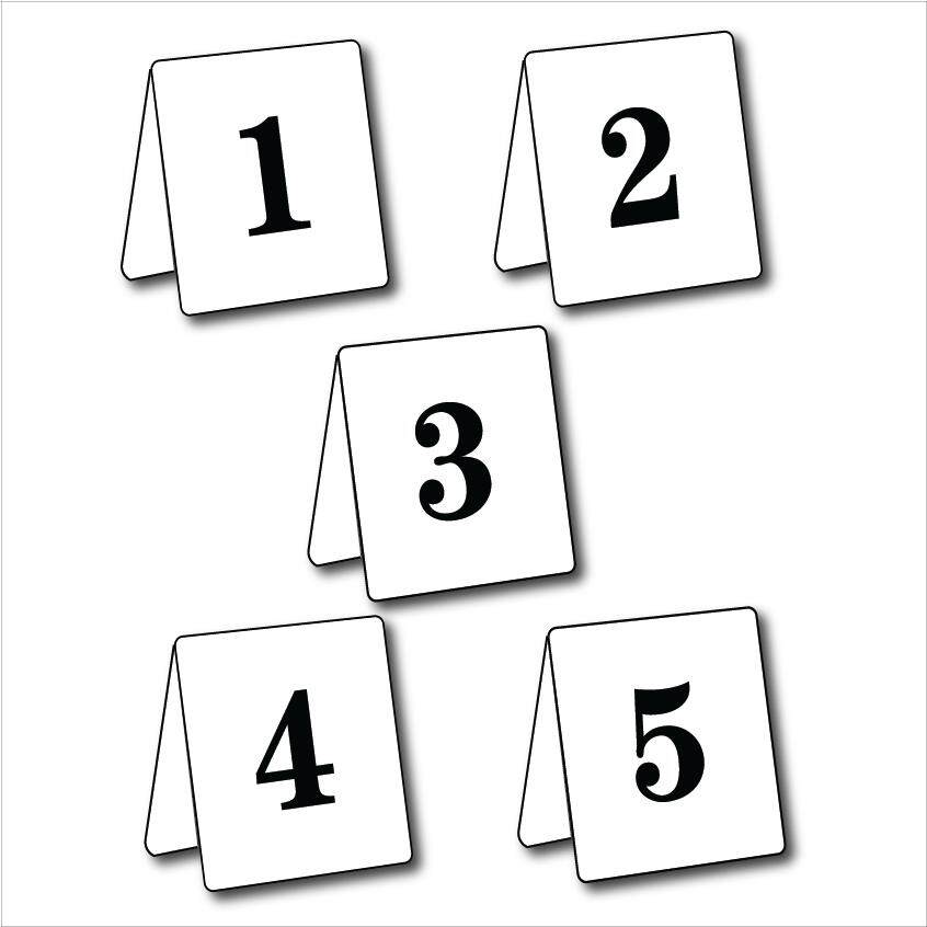 TABLE TOP NUMBERS 1 TO 5 WHITE ACRYLIC SIGN BOARD (NUMBERS BLACK SILVER ...