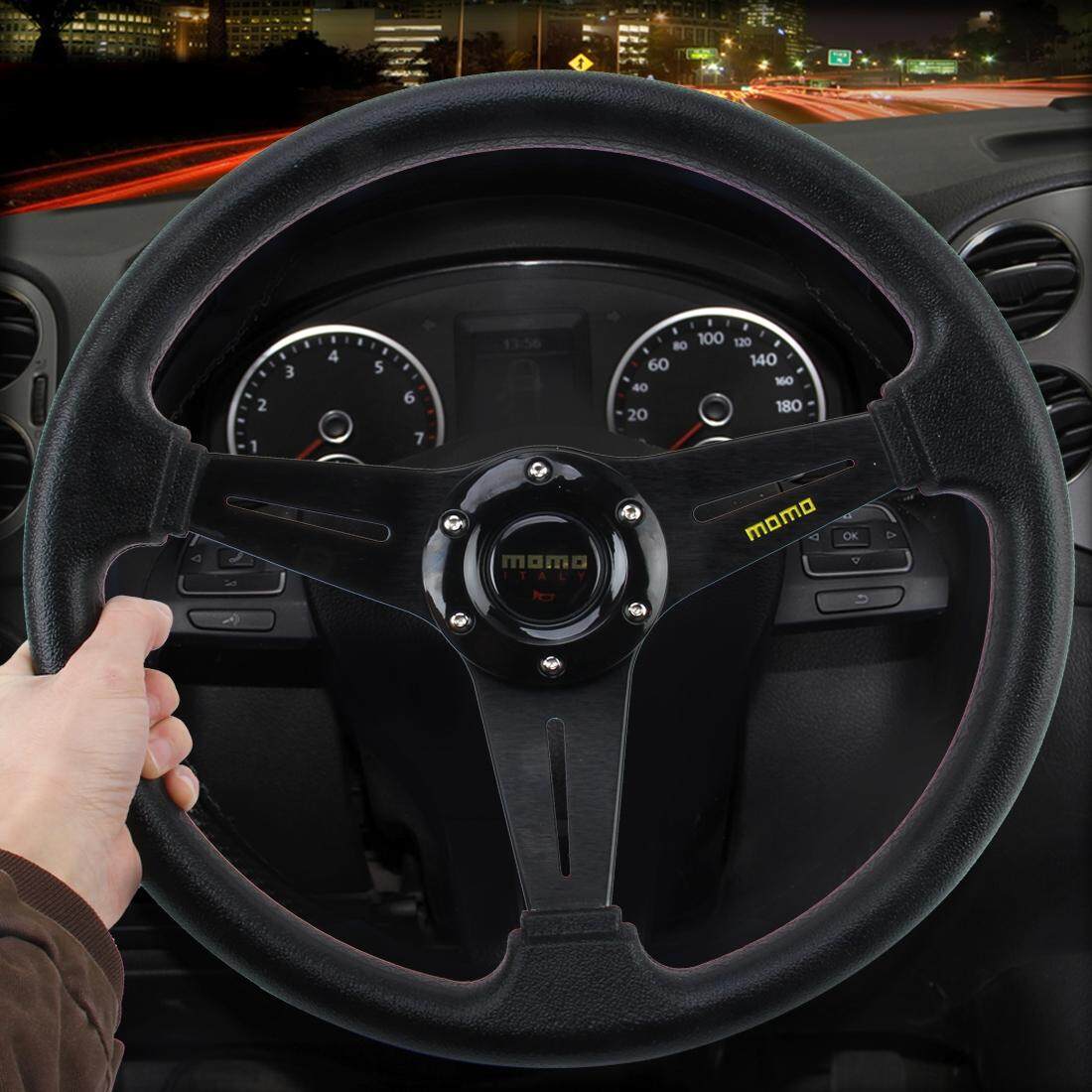 โปรโมชั่น 35cm PU Momo Racing Sport Steering Wheel Momo Steering Wheel ...