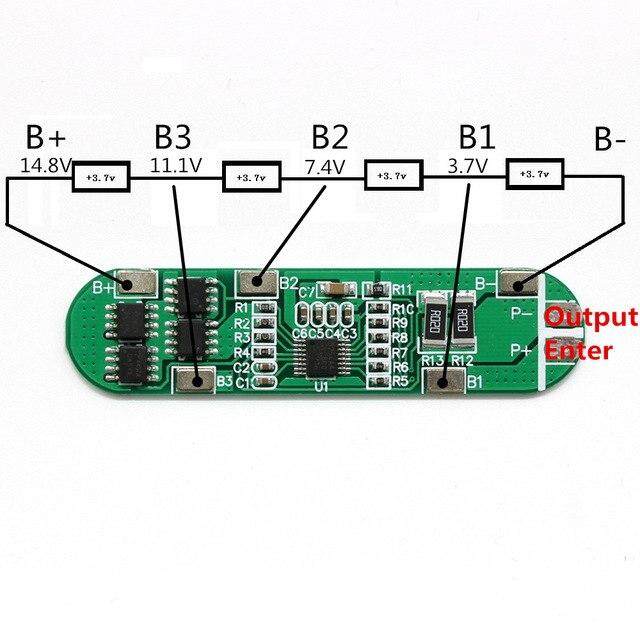 4 S 6A 16 V Li - Ion 18650 BMS PCM แผ่นป้องกัน BMS PCM สำหรับ Li - Ion ...