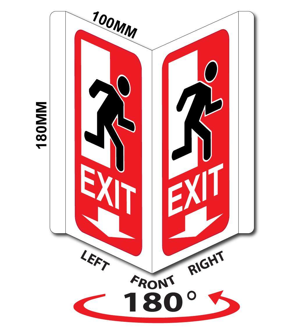 EXIT 3-WAY CORRIDOR SIGN BOARD 100X180MM (Other signage available CCTV ...