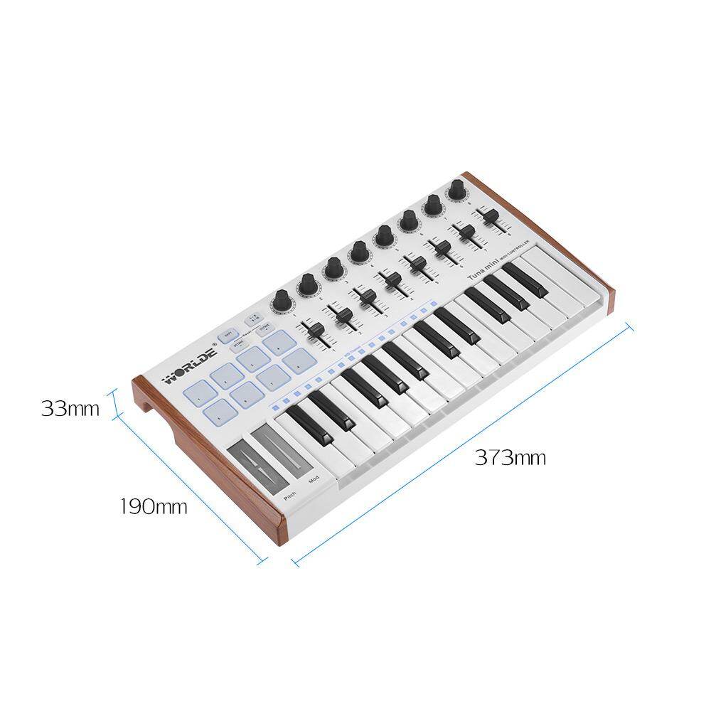 WORLDE TUNA MINI แบบพกพา 25 USB MIDI ตัวควบคุมแป้นพิมพ์ 8 ไม่มีธาตุไฟ ...