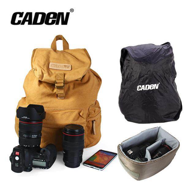 Caden F5 Canvas Camera Backpack with Removable Inner Rucksack Rain ...