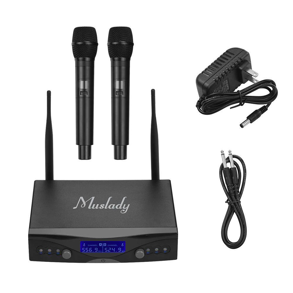 Muslady U1 UHF Wire-less Microphone System 2 Handheld Mics & 1 Receiver ...