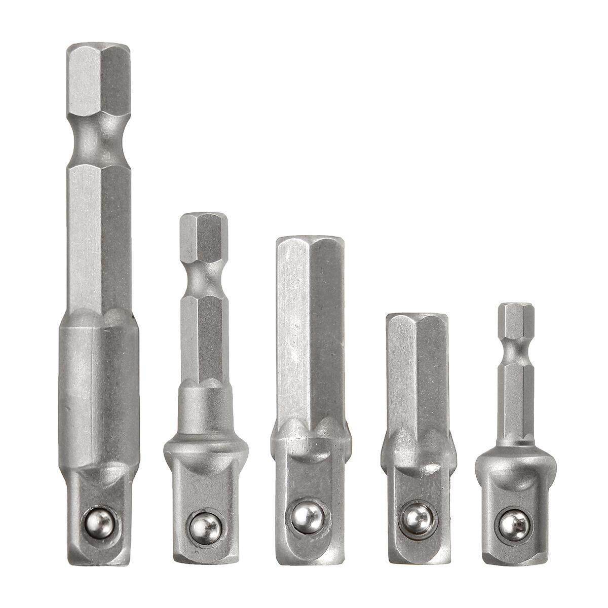 5pcs Hex Drive Power Drill Socket Extension Bit Adaptor Set 1/4 3/8 1/2 ...