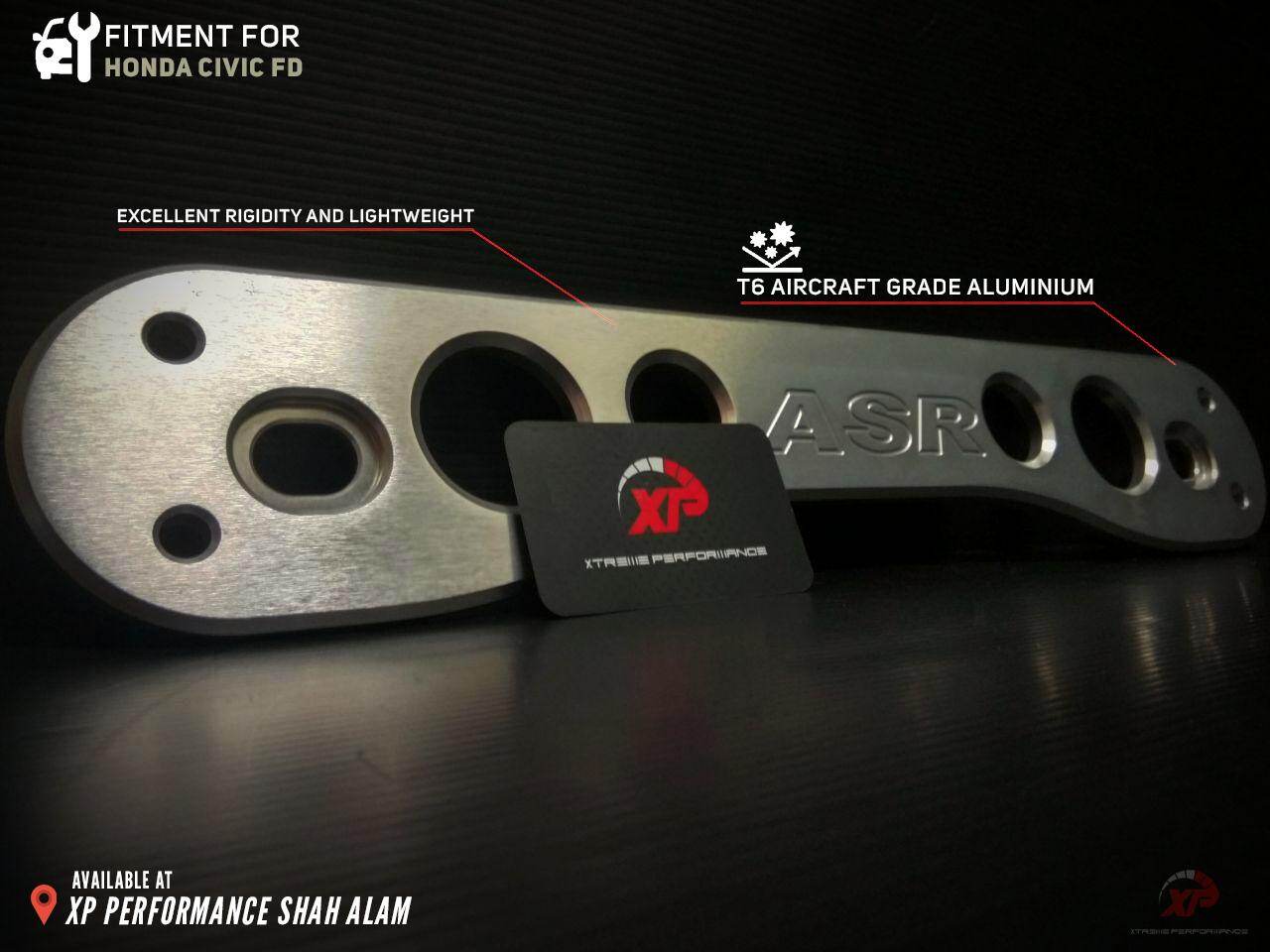 REAR SUBFRAME BRACE POLISH ASR HONDA CIVIC FD SILVER ALUMINIUM ALOY ...