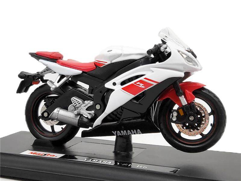 Maisto 1:18 รถจักรยานยนต์ Yamaha YZF-R6 2008 สีขาว/สีฟ้าโมเดลจักรยาน ...