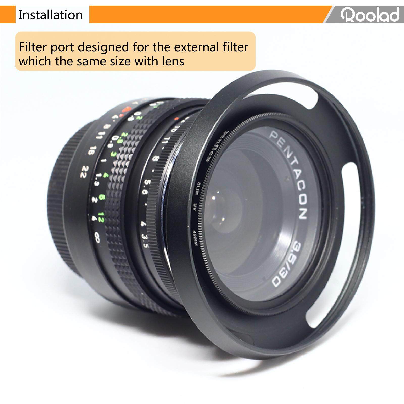 62mm Roolad Metal Lens Hood for DSLR and Mirrorless camera lens protect ...