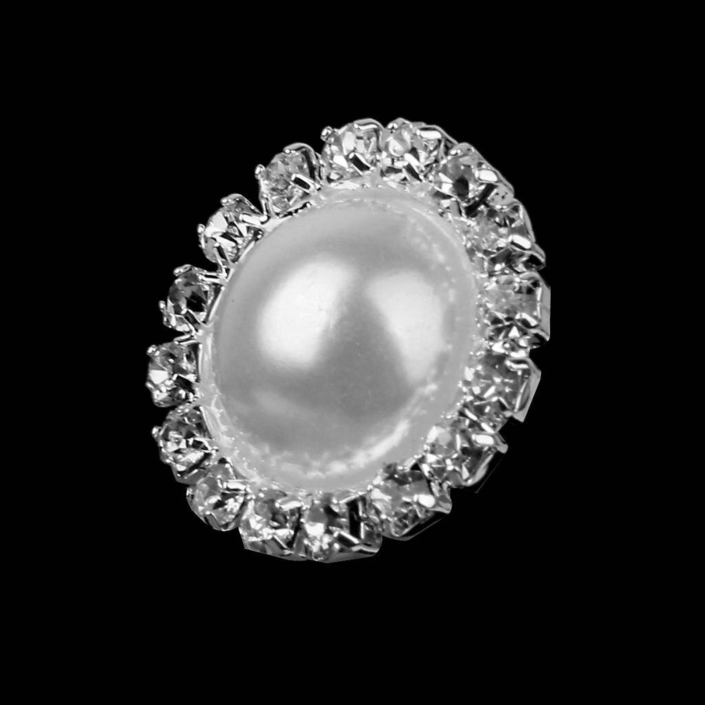 BolehDeals 20 Piece Crystal Rhinestone WHITE FAUX PEARL Button Flatback ...