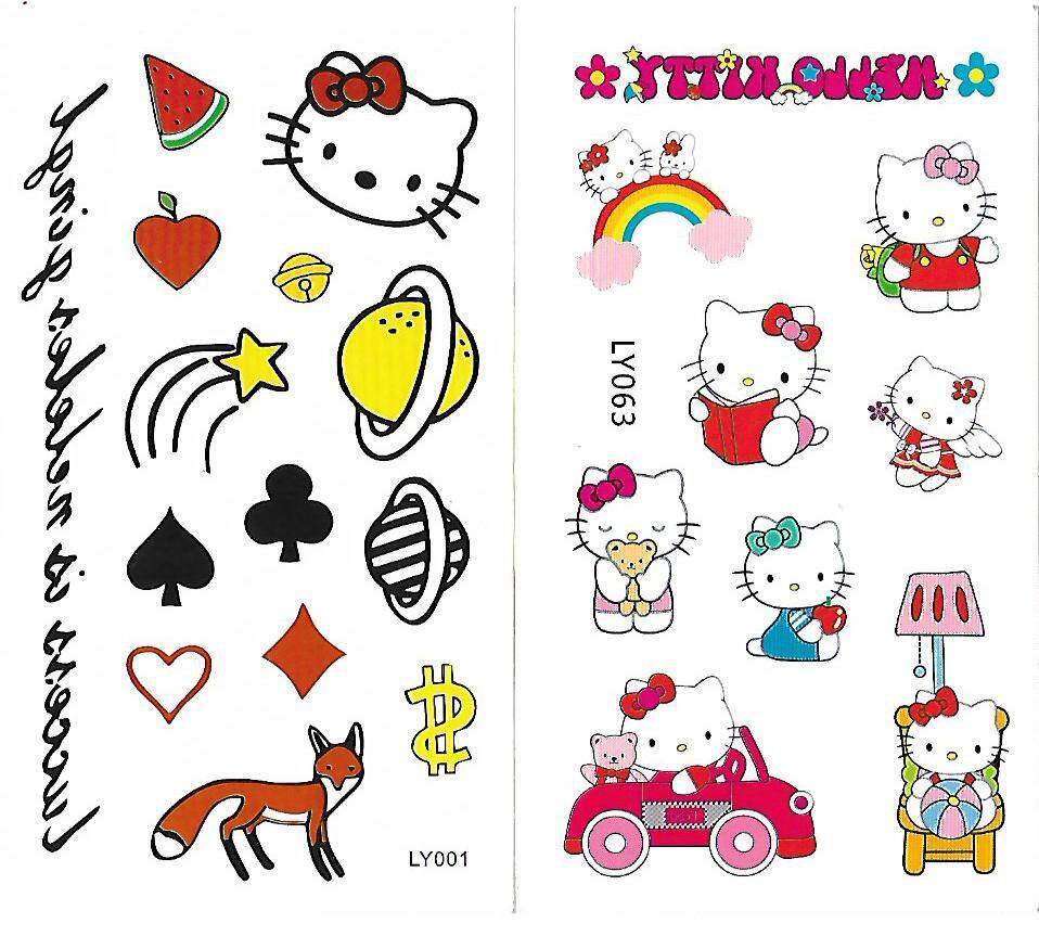 Children Fun Hello Kitty Waterproof Non-toxic Tattoo Stickers toys for ...
