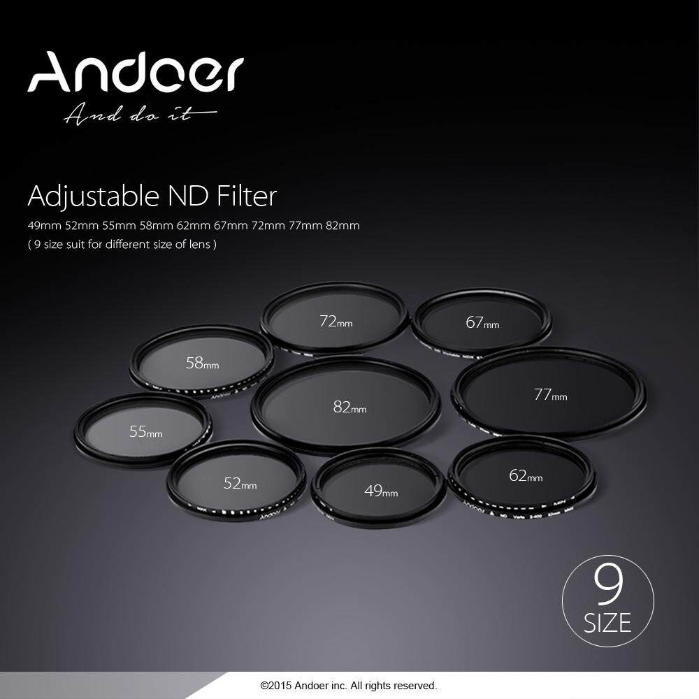 Andoer 58mm ND Fader Neutral Density Adjustable ND2 to ND400 Variable Filter for Ca-non Ni-kon ...