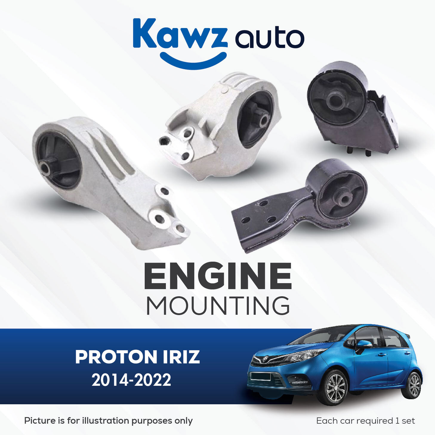 KAWZ PROTON IRIZ (2014-2022) ENGINE MOUNTING - [SET] | Lazada