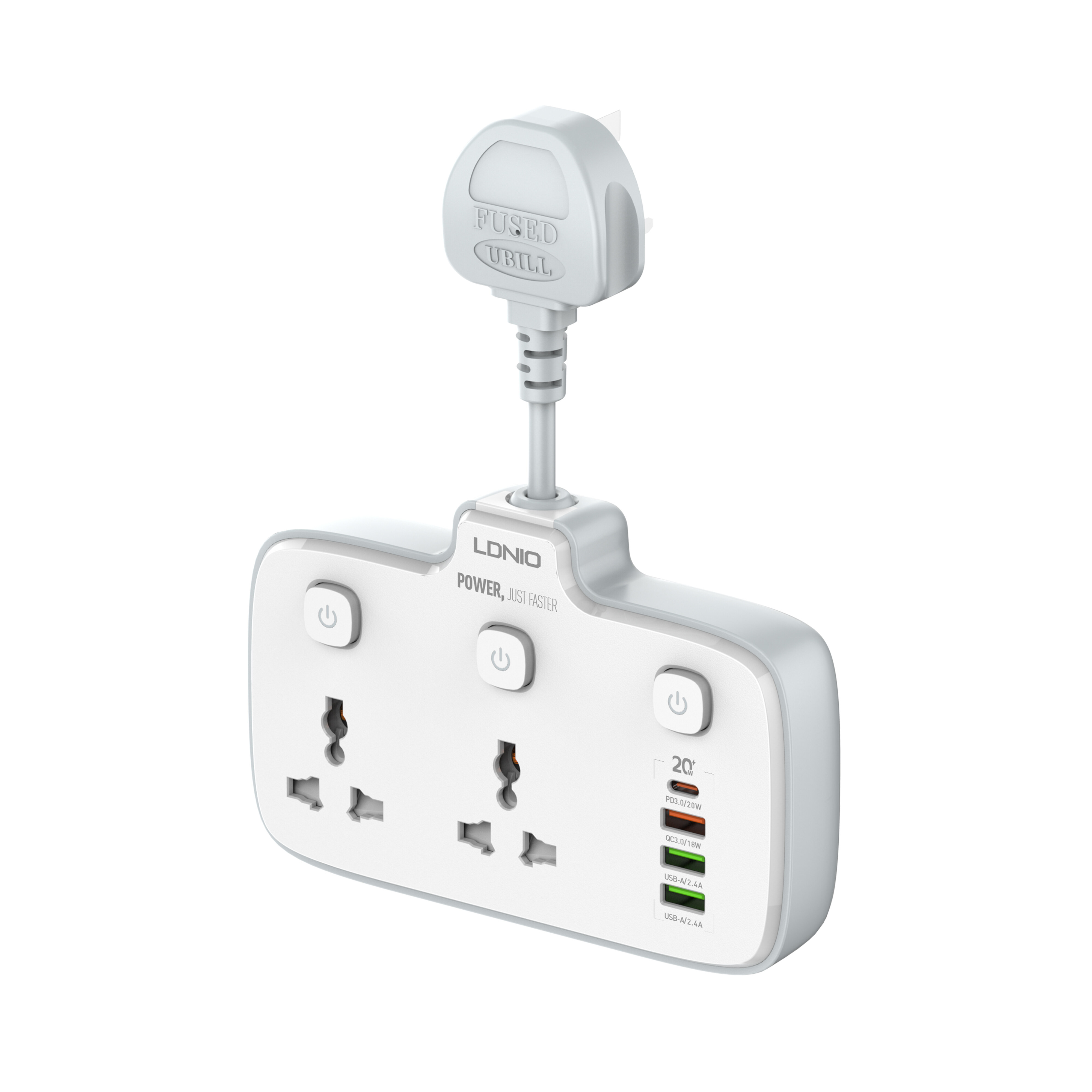 LDNIO 3Port Power Extension Cord With 3 USB Extension Socket Uk/ue/us ...
