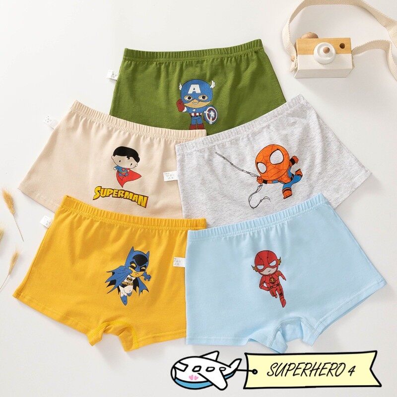 5PCS 🔥GOOD QUALITY🔥Cotton BOYS Underwear Cartoon SuperHero Breathable ...
