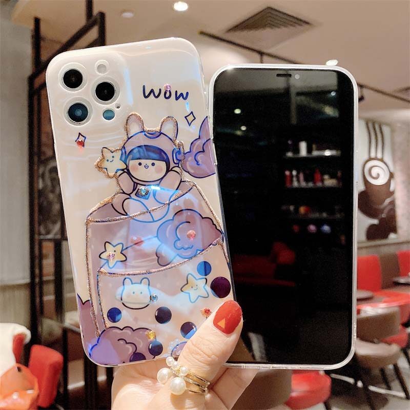 สำหรับ VIVO Y35 Y02S VIVO Y77 5G 2022 Soft Blue-Ray Bling Glitter ถ้วย ...