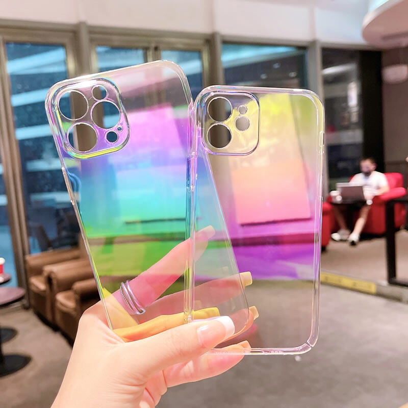 NEWTransparent เคสแข็งพร้อมเปลี่ยนสีสำหรับ iPhone 12 Pro Max 11 X XR Xs ...