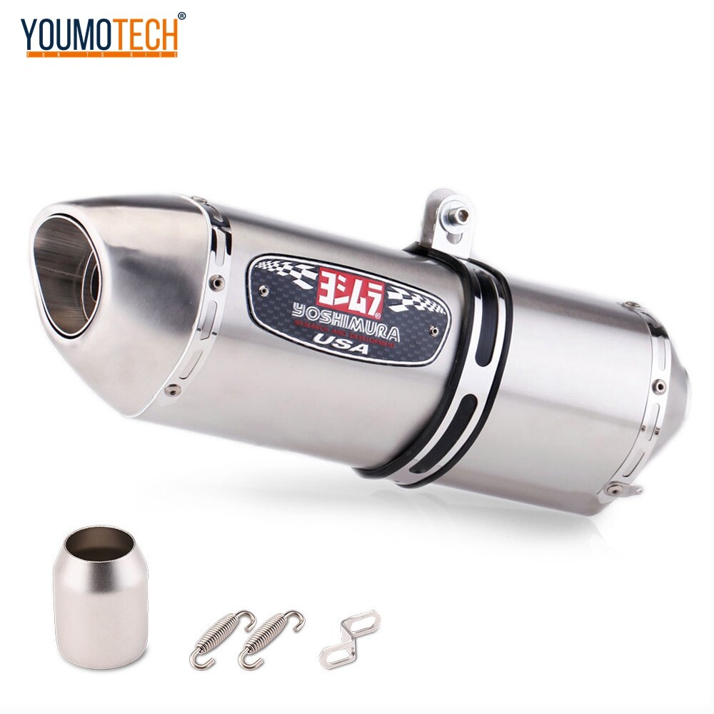 38-51mm Universal Motorcycle Exhaust Muffler Pipe Carbon Fiber Type Canister Pipe Tailpipe ...
