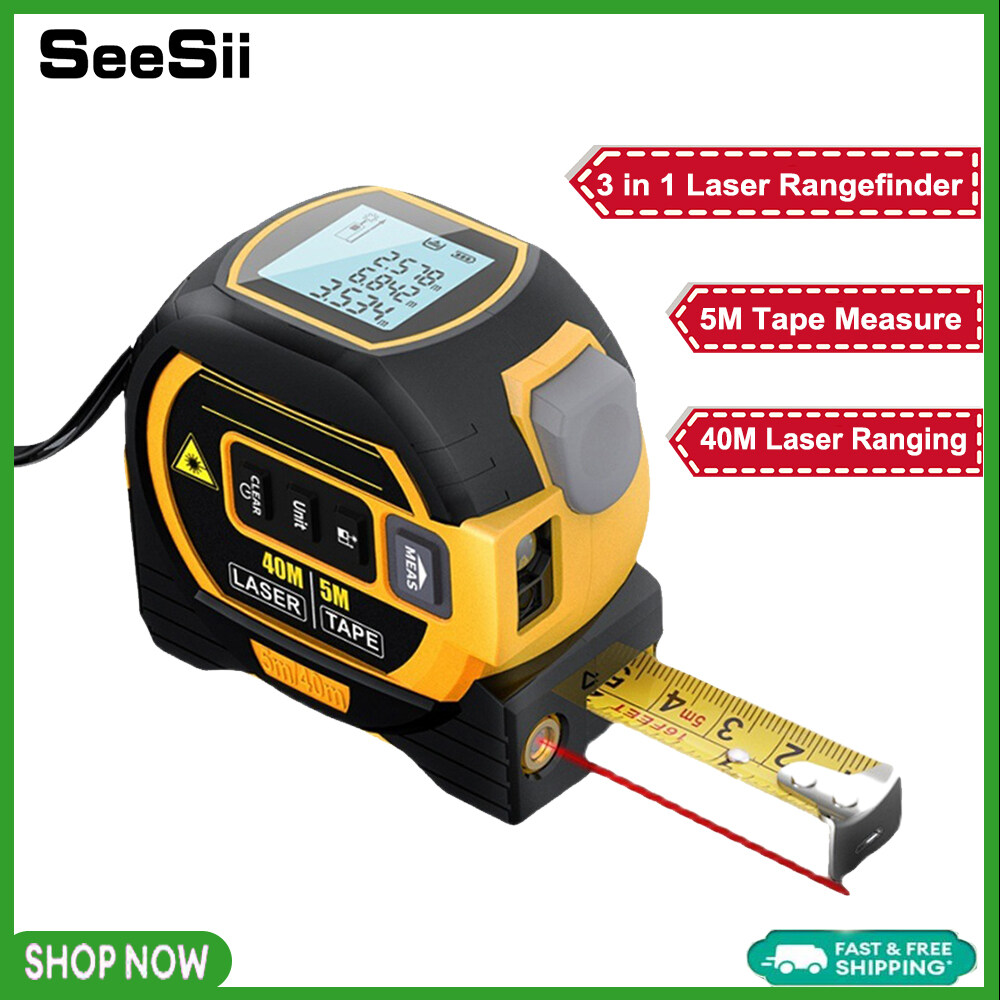 Seesii 3 in 1 Laser Rangefinder 5m Tape Measure 40m/60m High precision ...