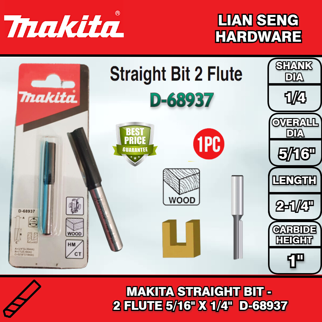 MAKITA STRAIGHT BIT - 2 FLUTE 5/16" X 1/4'' D-68937 | Lazada