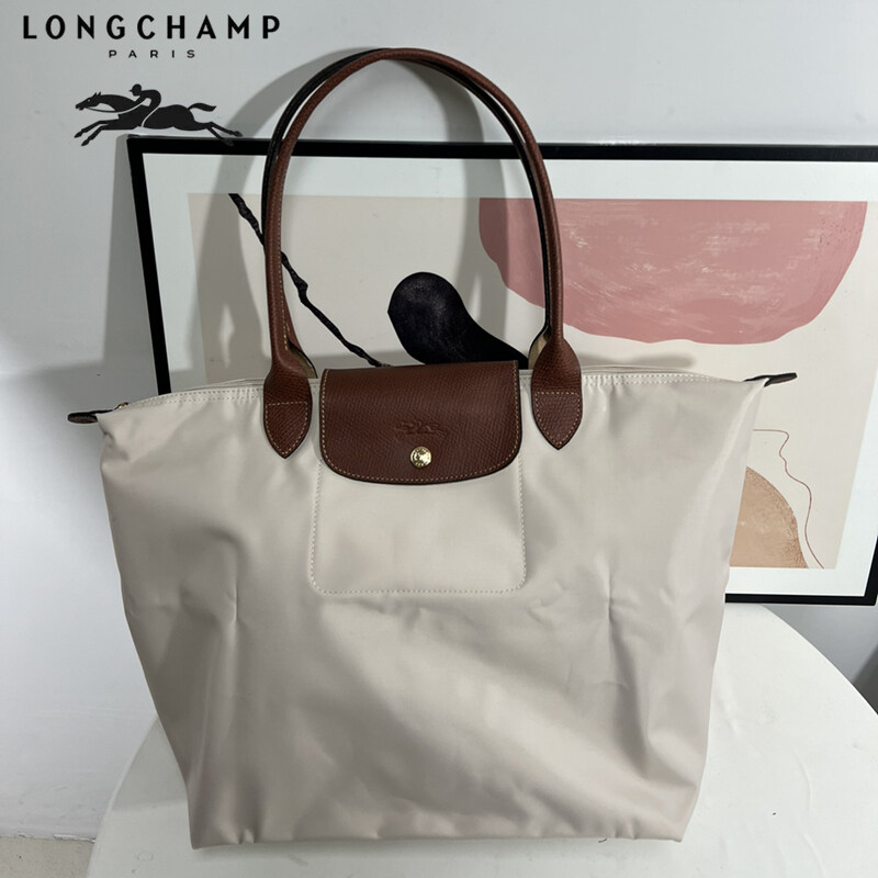 2023 The new 100% original longchamp official store dove grey Nylon Bag L1899 large / L2605 ...