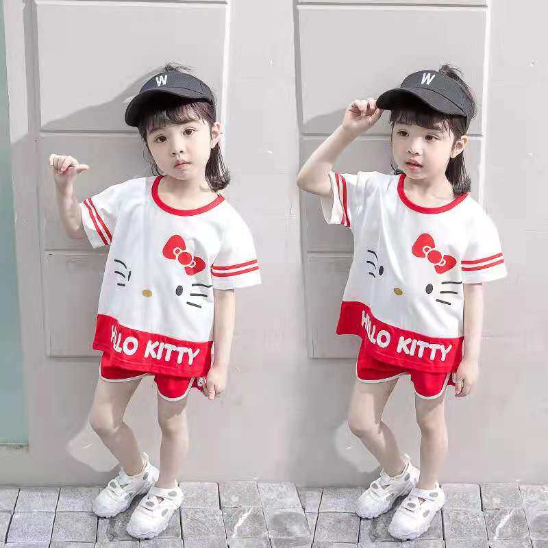 Girls Clothing Sets Short-Sleeved Shorts Two-Piece Girls Color Matching ...