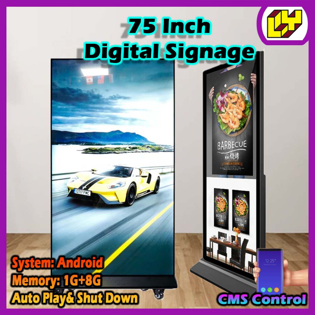 75 Inch Digital Signage 75" Floor Stand Digital Standee Display Android ...