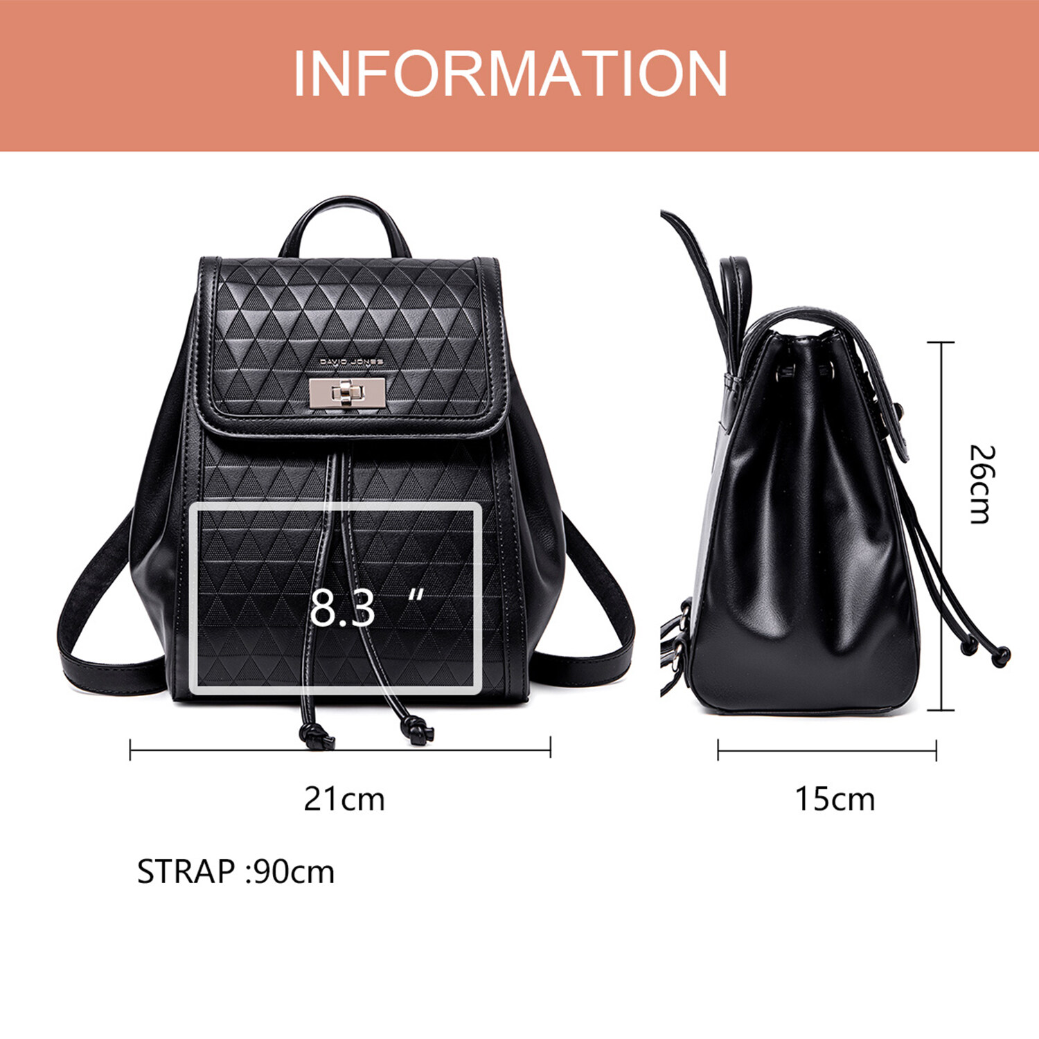 David Jones Paris Backpack For Women Pack Bag Back Pack Bag Small ...