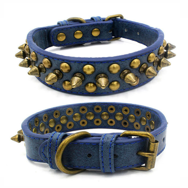 DUDU Pet French Bulldog Pitbull Dogs Collar Retro Golden Rivet Studded ...