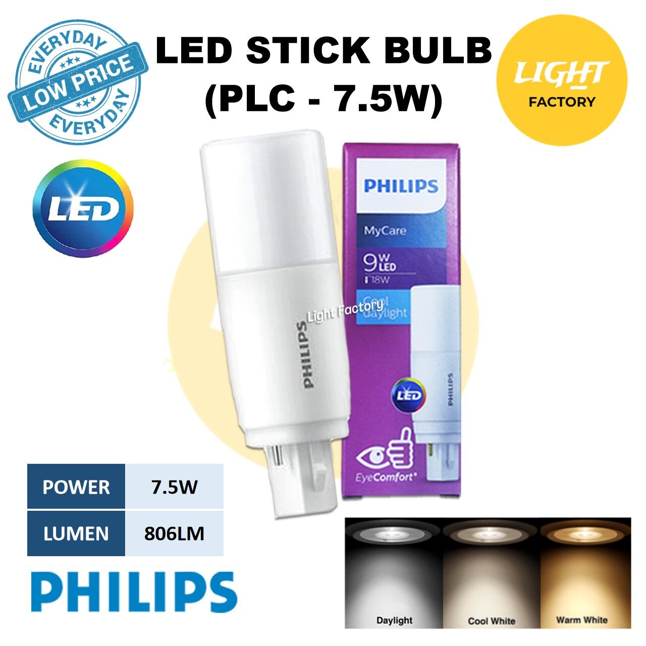 PHILIPS 7.5W 9W PLC LED Stick Bulb G24 PLC LED Bulb | Lazada