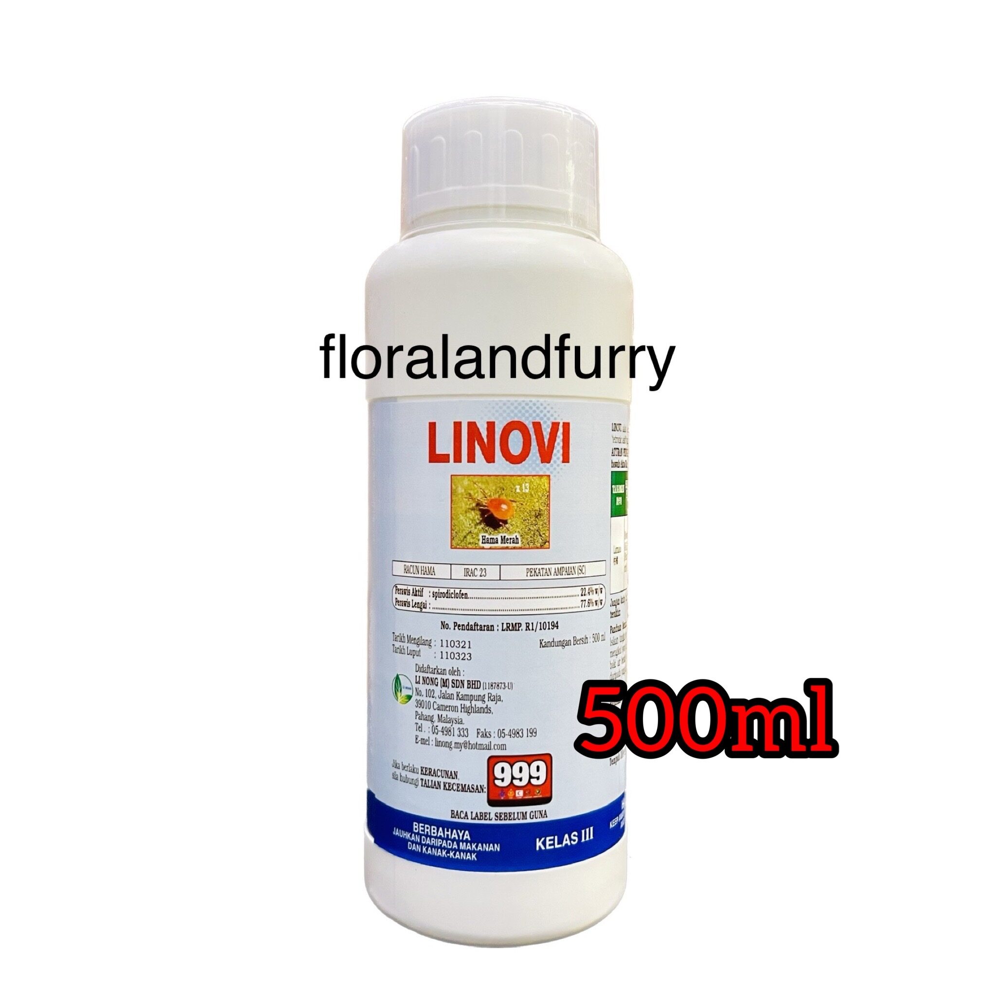500ml LINOVI Spirodiclofen 22.4% Racun Serangga Hamama Perosak Tanaman ...