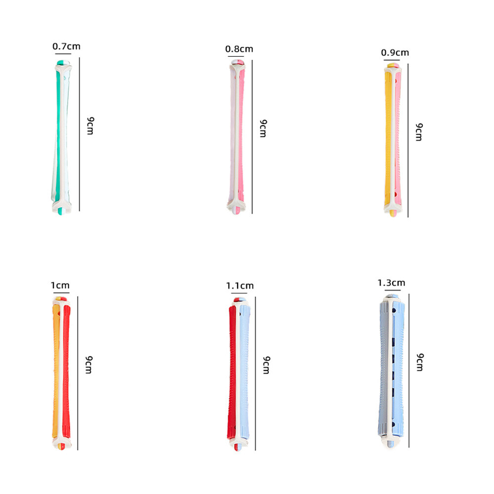 12 Pieces Perm Rods with Perm Rod Bands Cold Wave Rods Assorted Sizes ...
