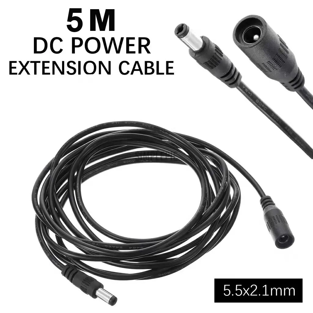 5M 12V DC Power Supply Wire Extension Cable Male Female Power Cord ...