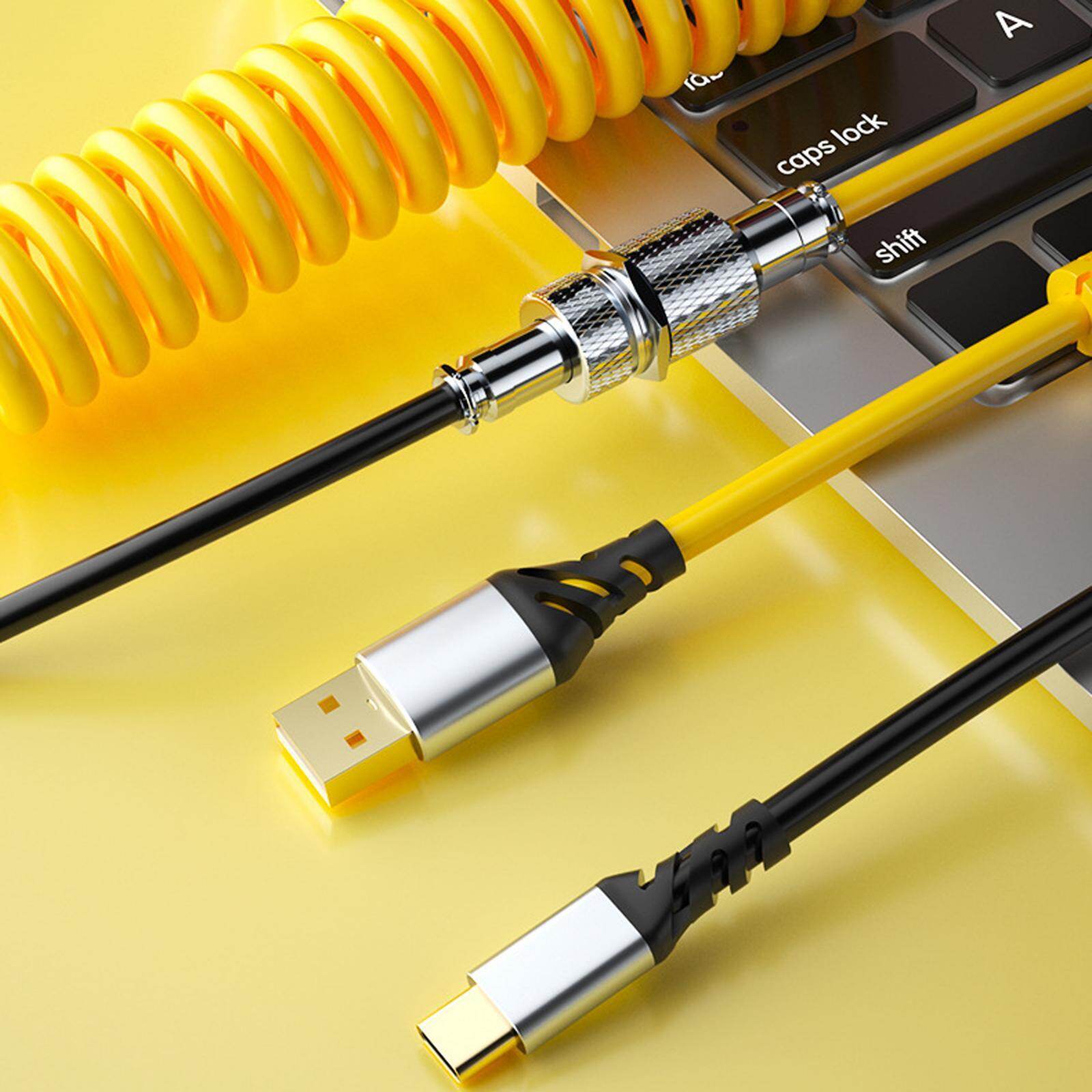 ZYSUN Coiled USB Type C Cable with Aviation Plug for Laptop for Type C ...