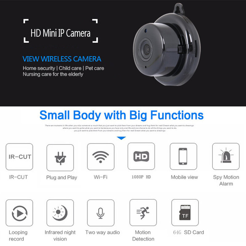 V380 Wifi Wireless 1080P HD IP Security Camera IR Night Vision Camera ...